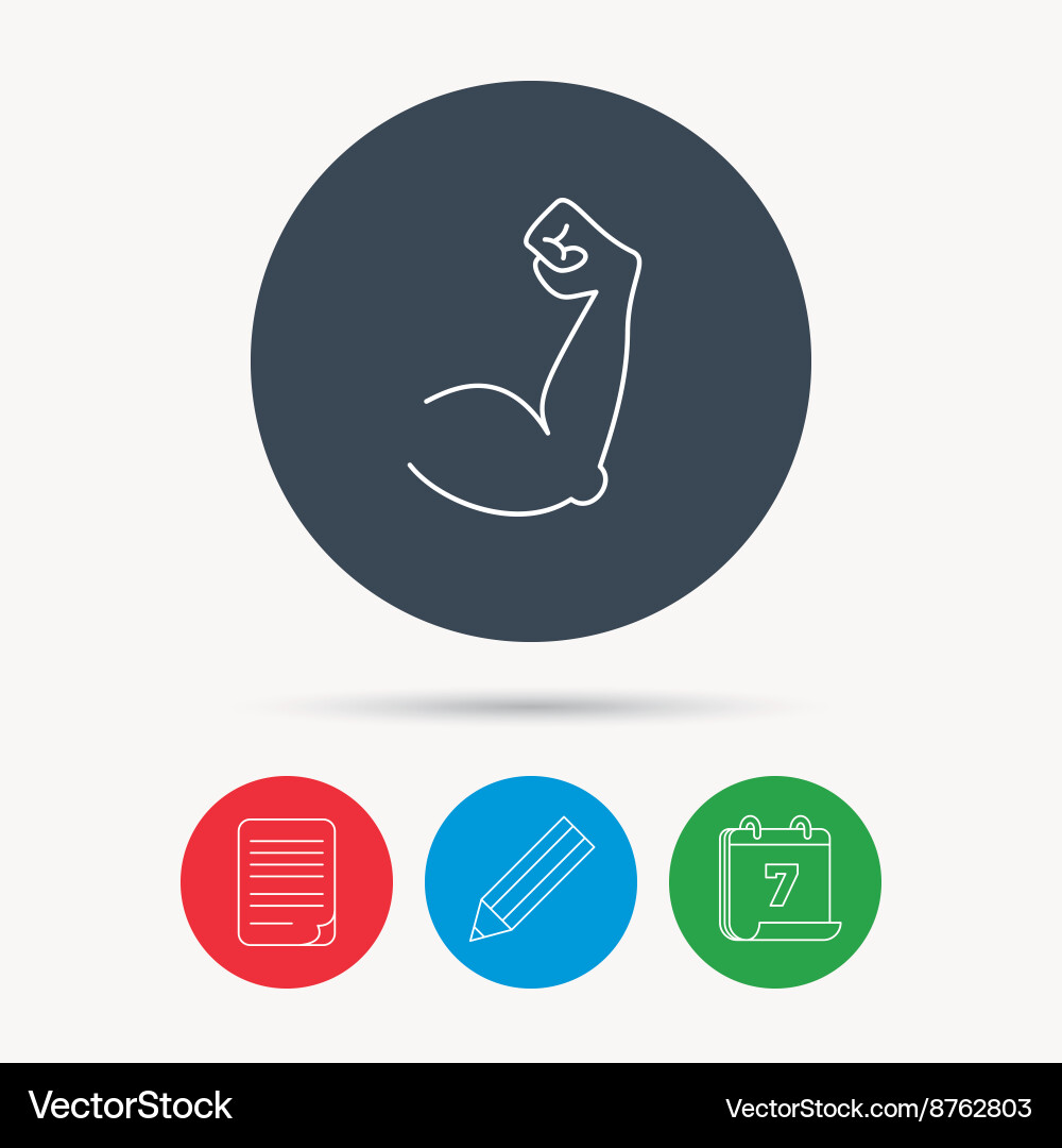Biceps muscle icon Bodybuilder strong arm sign Vector Image