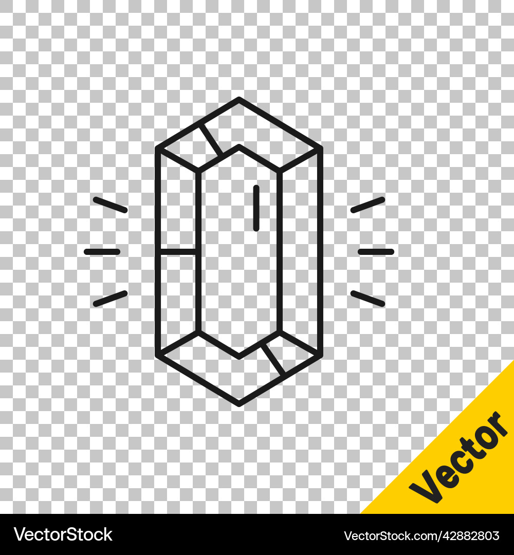 Black line gem stone icon isolated on transparent Vector Image