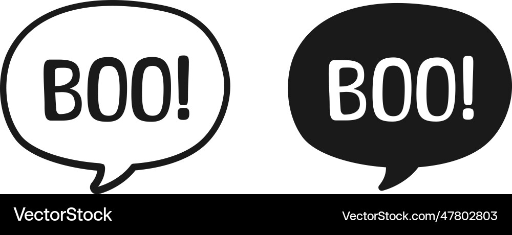 Boo text in speech bubble outline and silhouette Vector Image