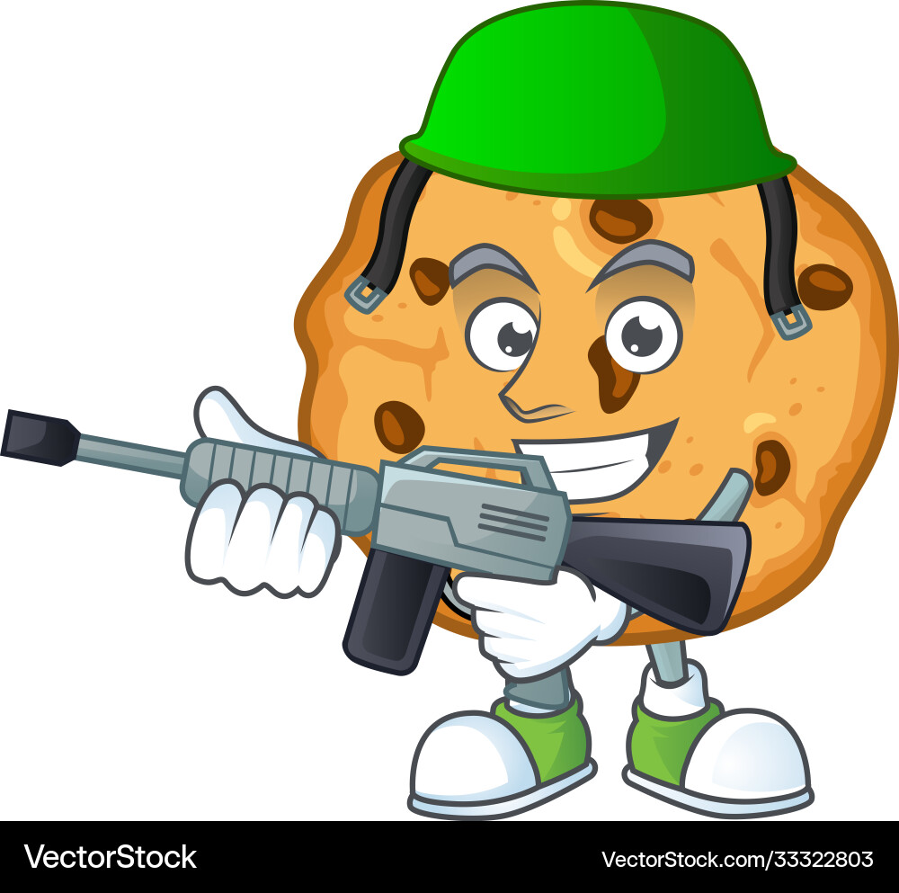 Chocolate chips cookies in an army uniform Vector Image