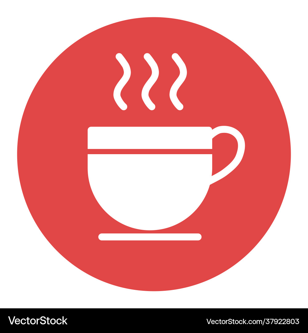 Cup coffee tea with steam glyph icon Royalty Free Vector