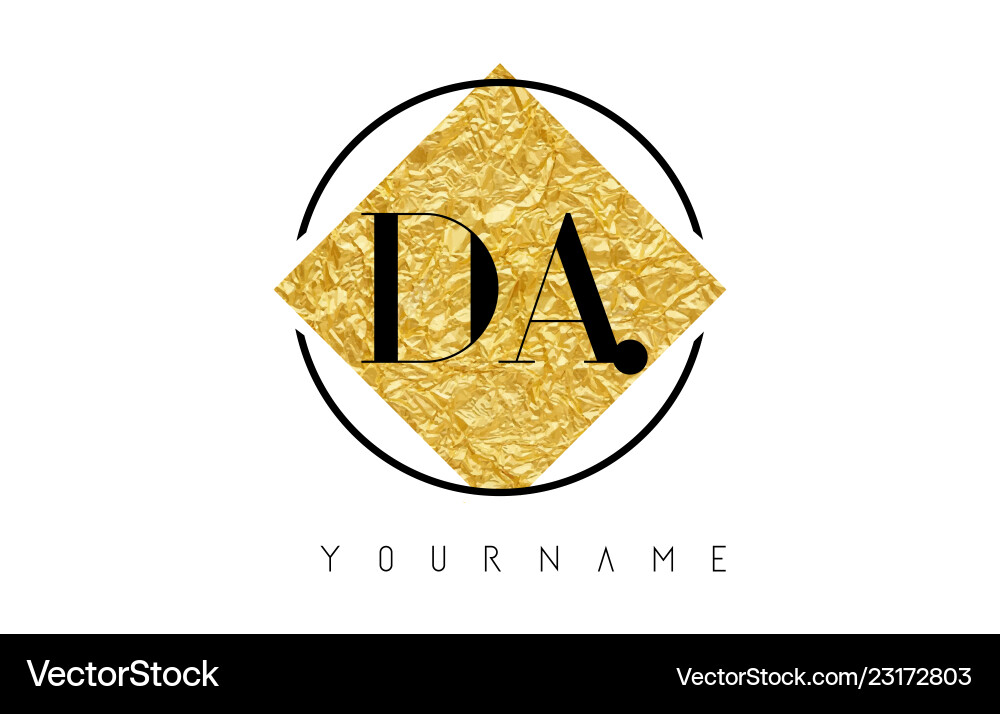 Da letter logo with golden foil texture Royalty Free Vector