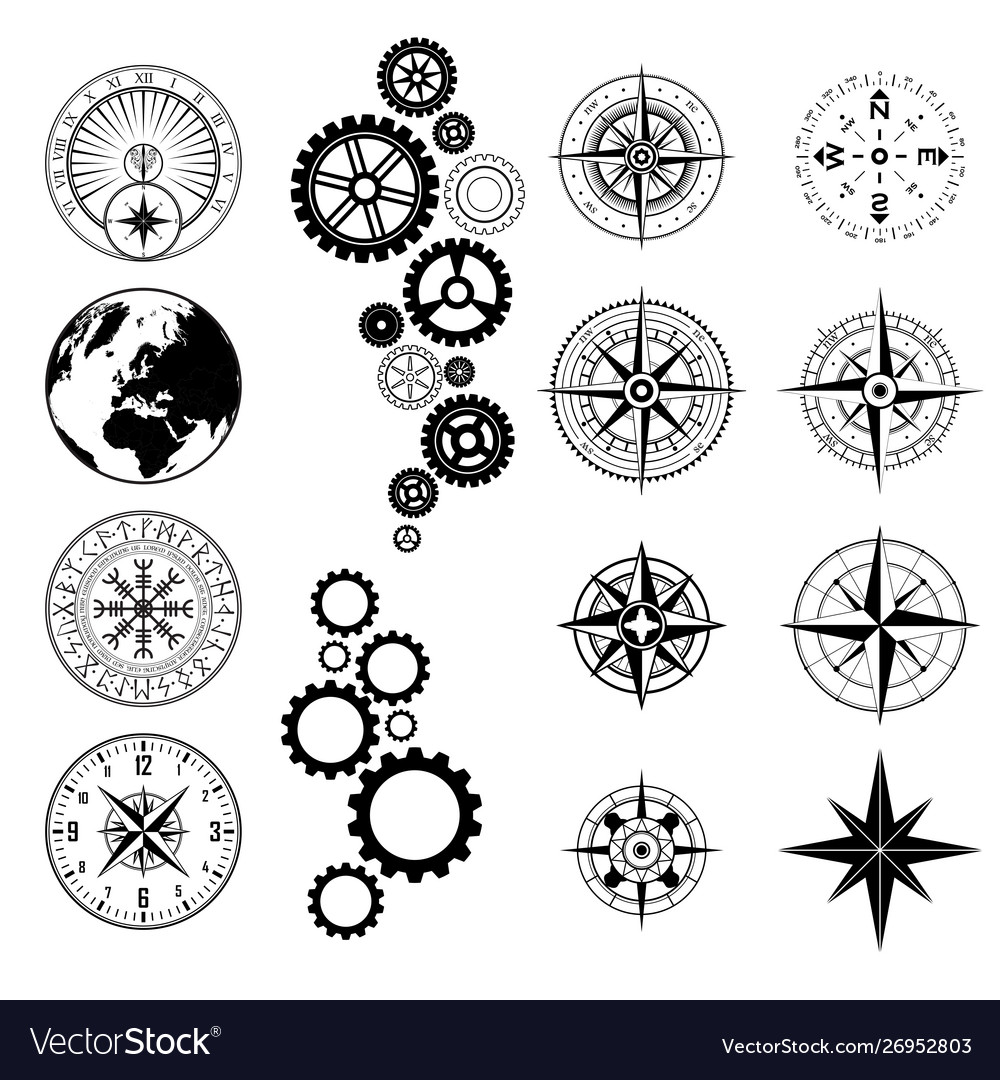 Different black design elements set Royalty Free Vector
