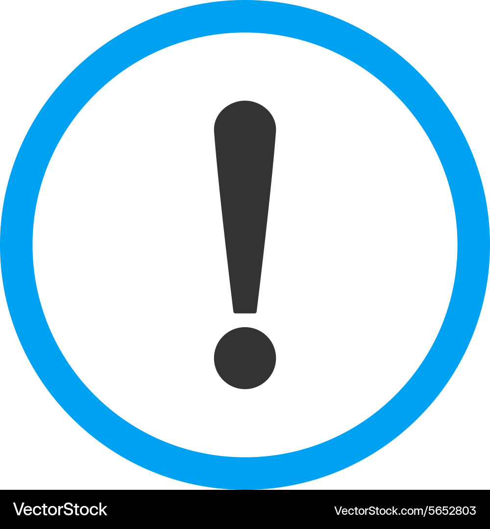 Exclamation sign flat blue and gray colors rounded