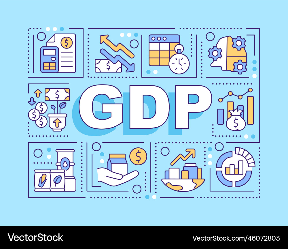 Gdp word concepts blue banner Royalty Free Vector Image