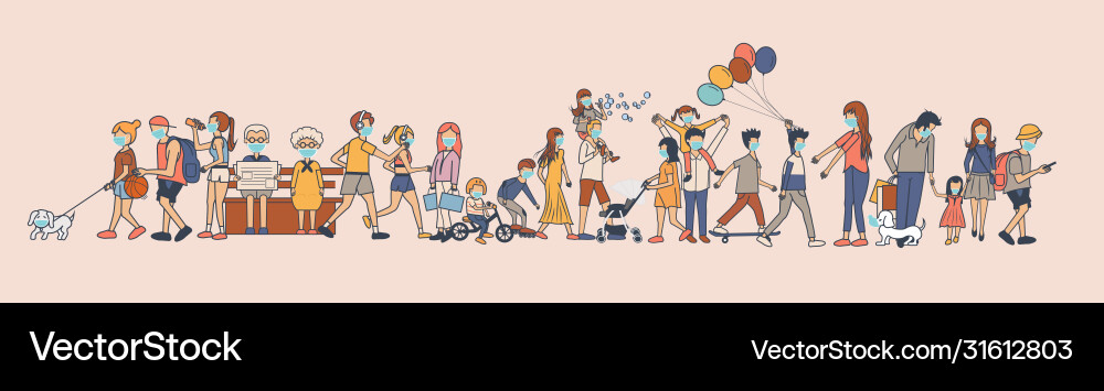 Group people new normal cartoon character Vector Image