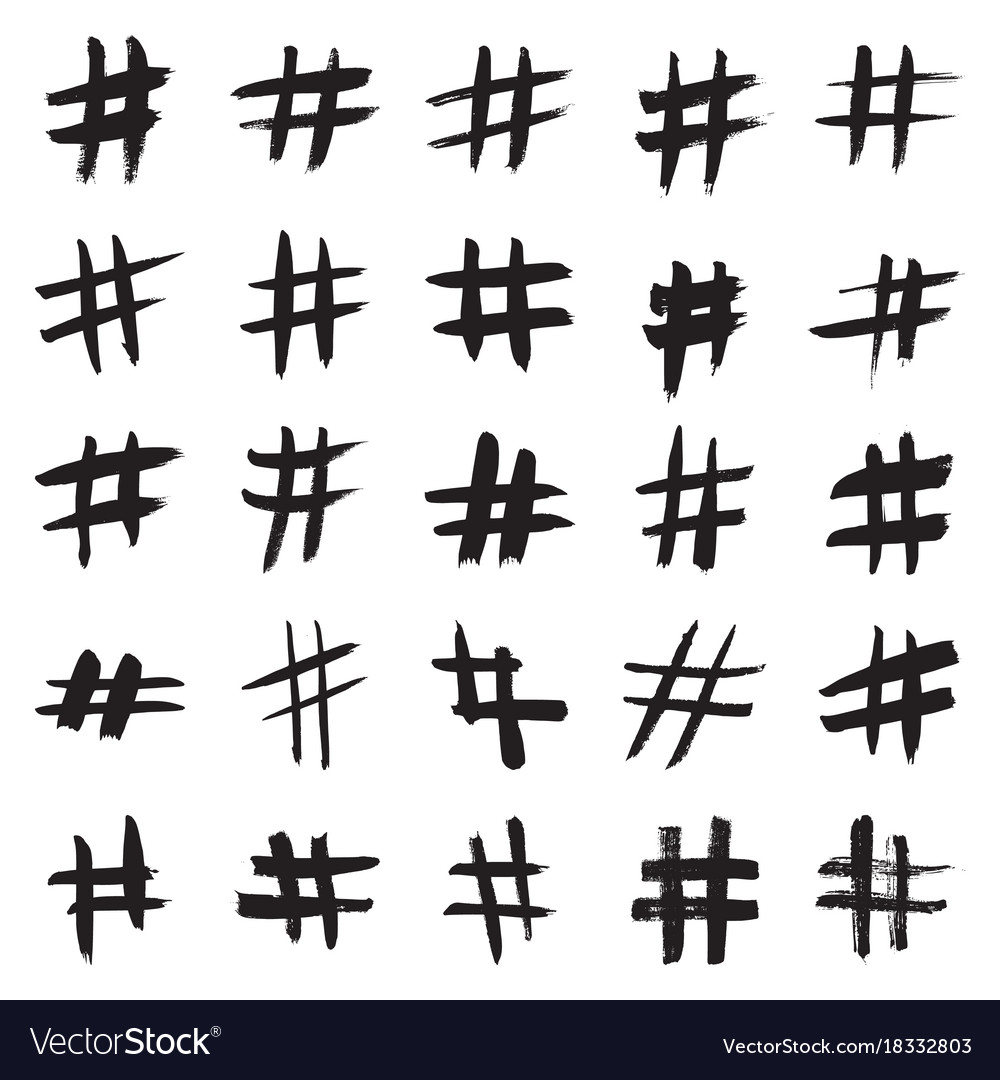 Hand painted hashtag signs number sign hash Vector Image