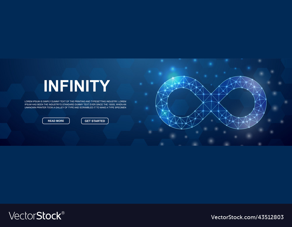 Infinity polygonal horizontal banner forever low Vector Image
