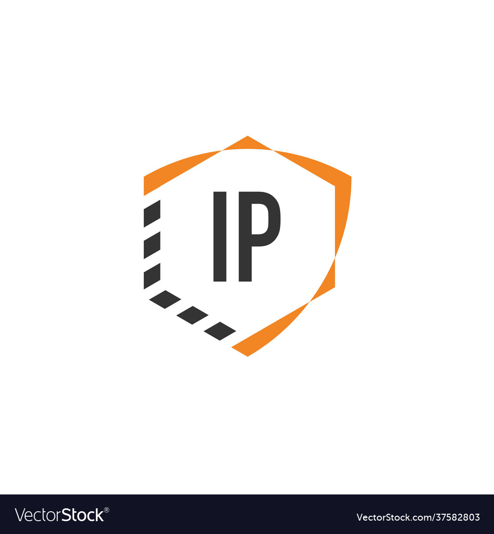 Initial letter ip shield hexagonal logo template Vector Image