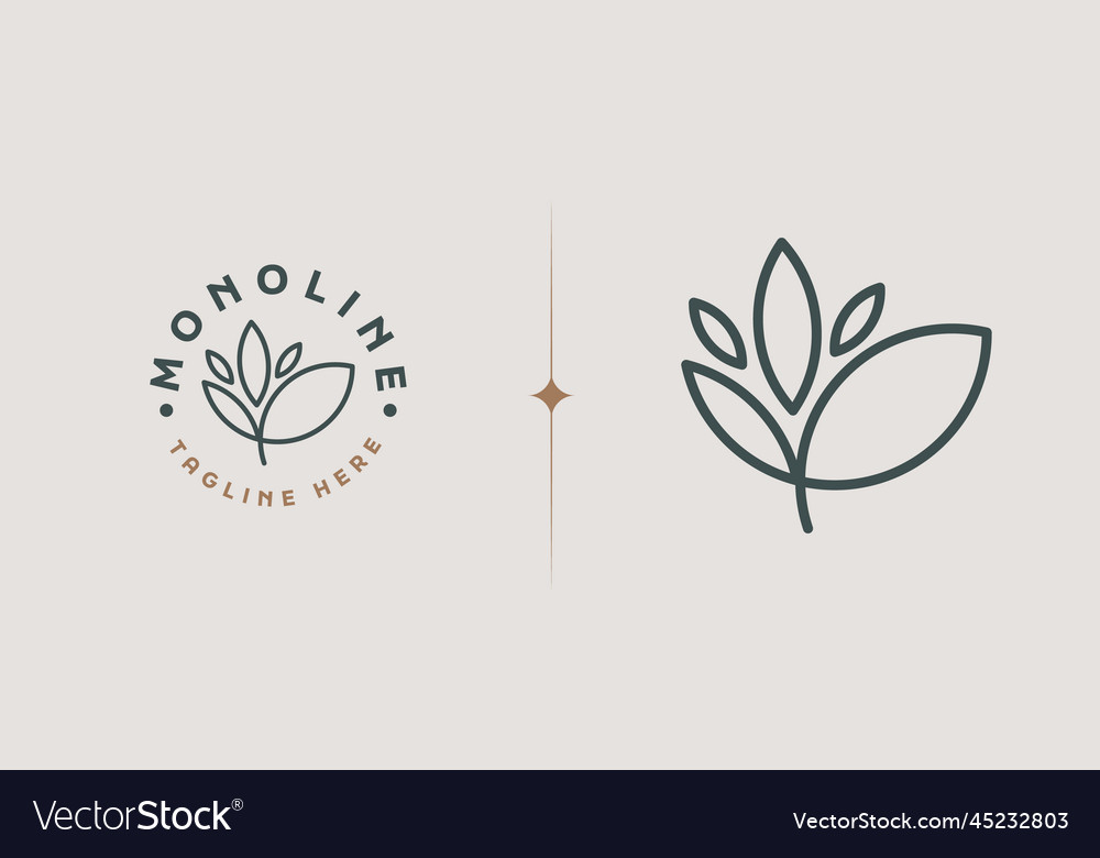 Leaf flower tree monoline universal creative Vector Image
