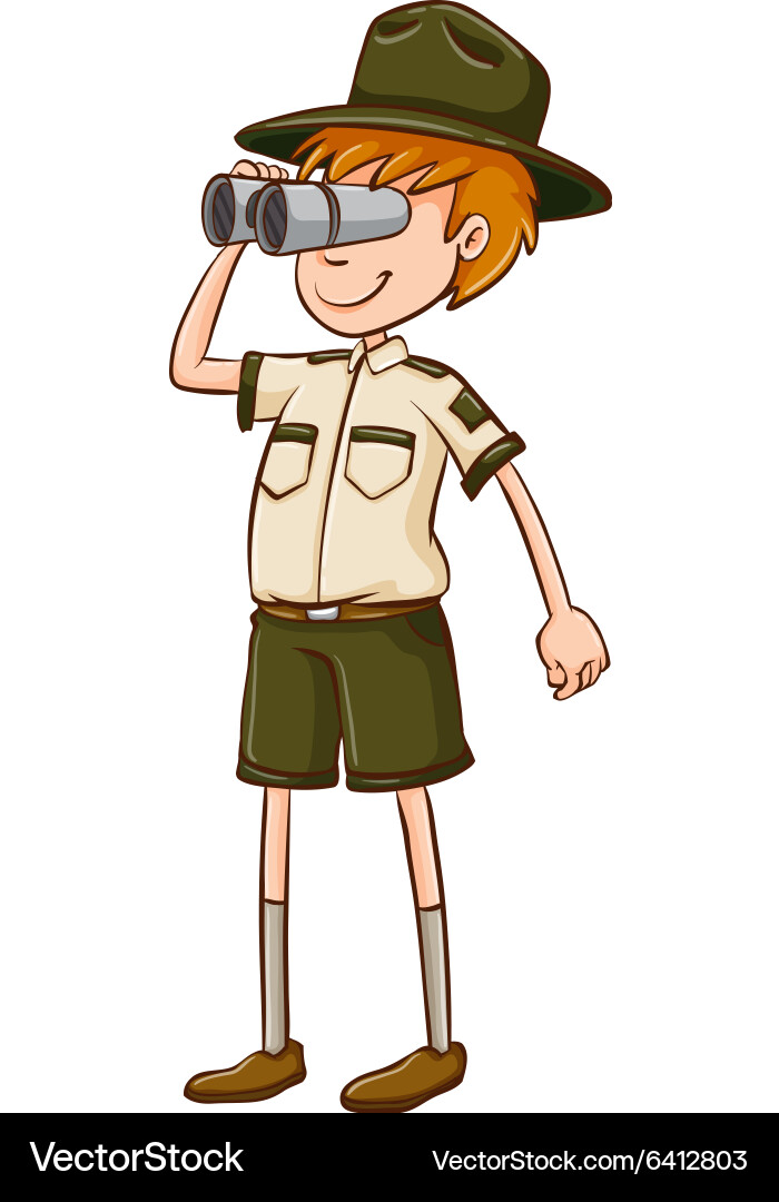 Park ranger looking through binocular Royalty Free Vector