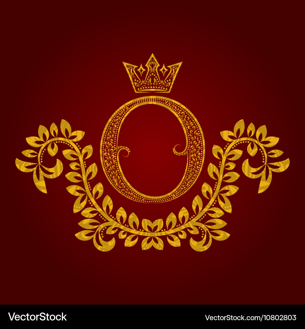 Patterned golden letter o monogram in vintage Vector Image