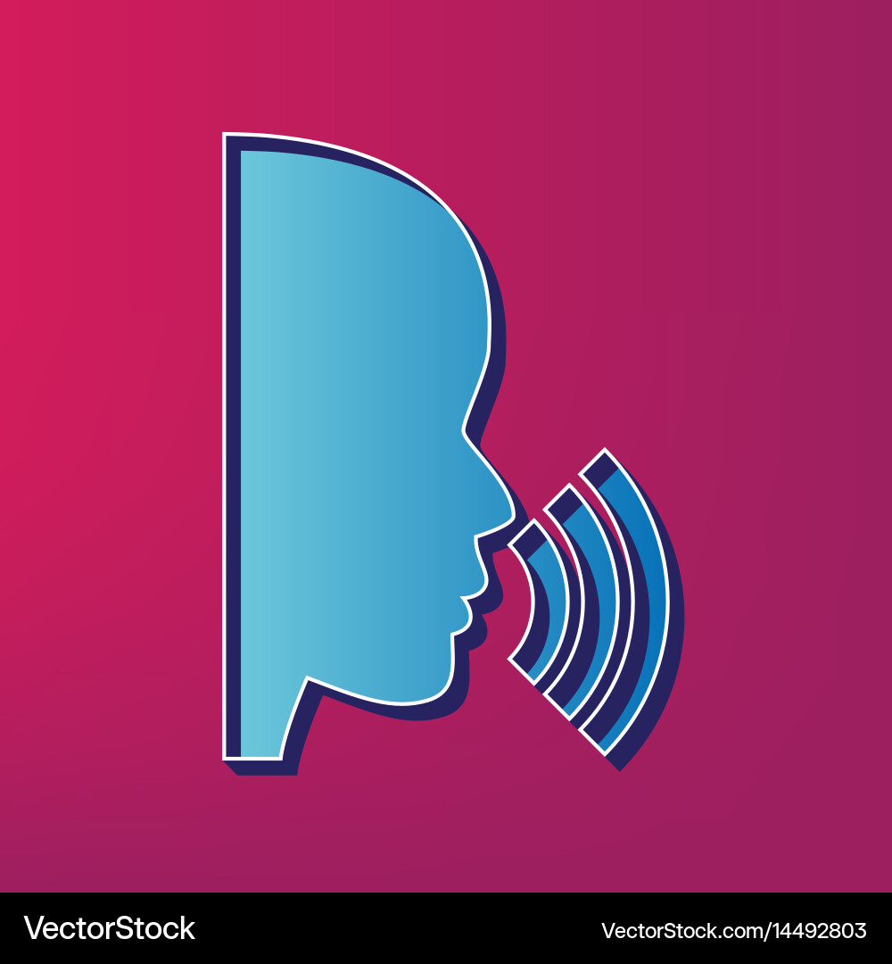 People speaking or singing sign blue 3d Royalty Free Vector