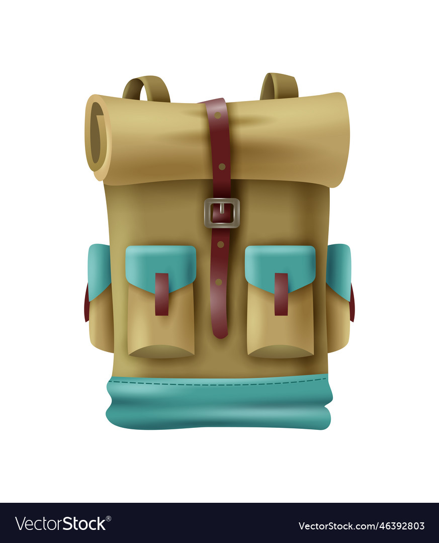 Realistic backpack Royalty Free Vector Image - VectorStock