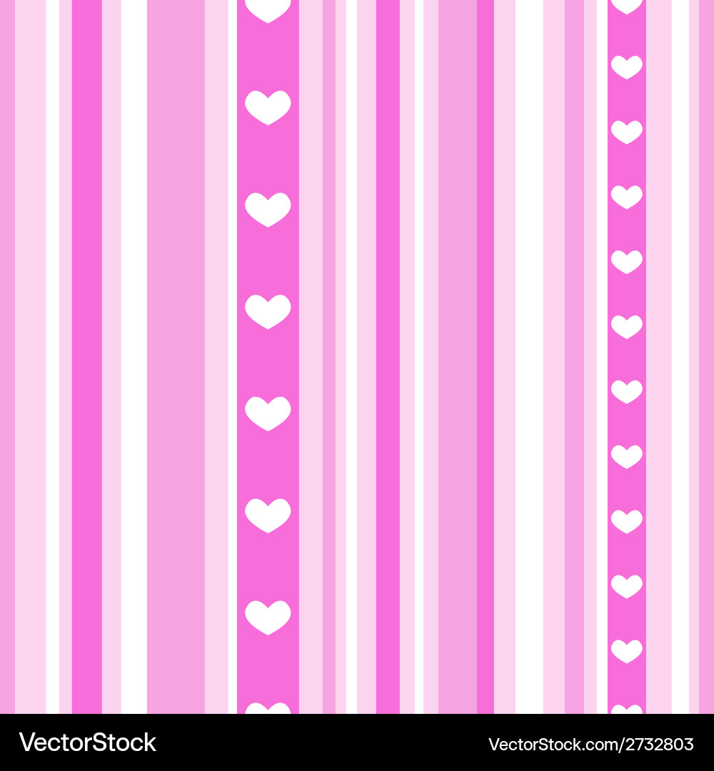 Seamless pink stripes with hearts Royalty Free Vector Image