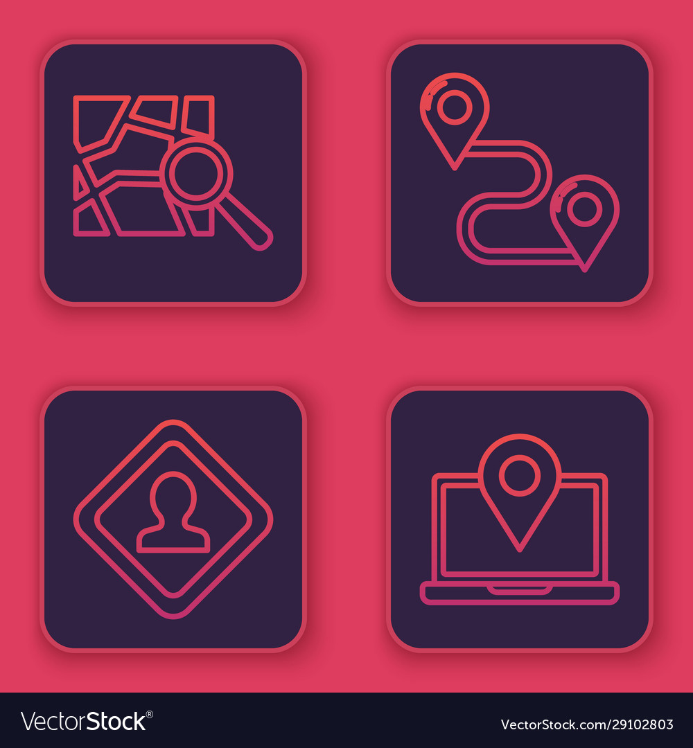 Set line folded map with location marker road Vector Image