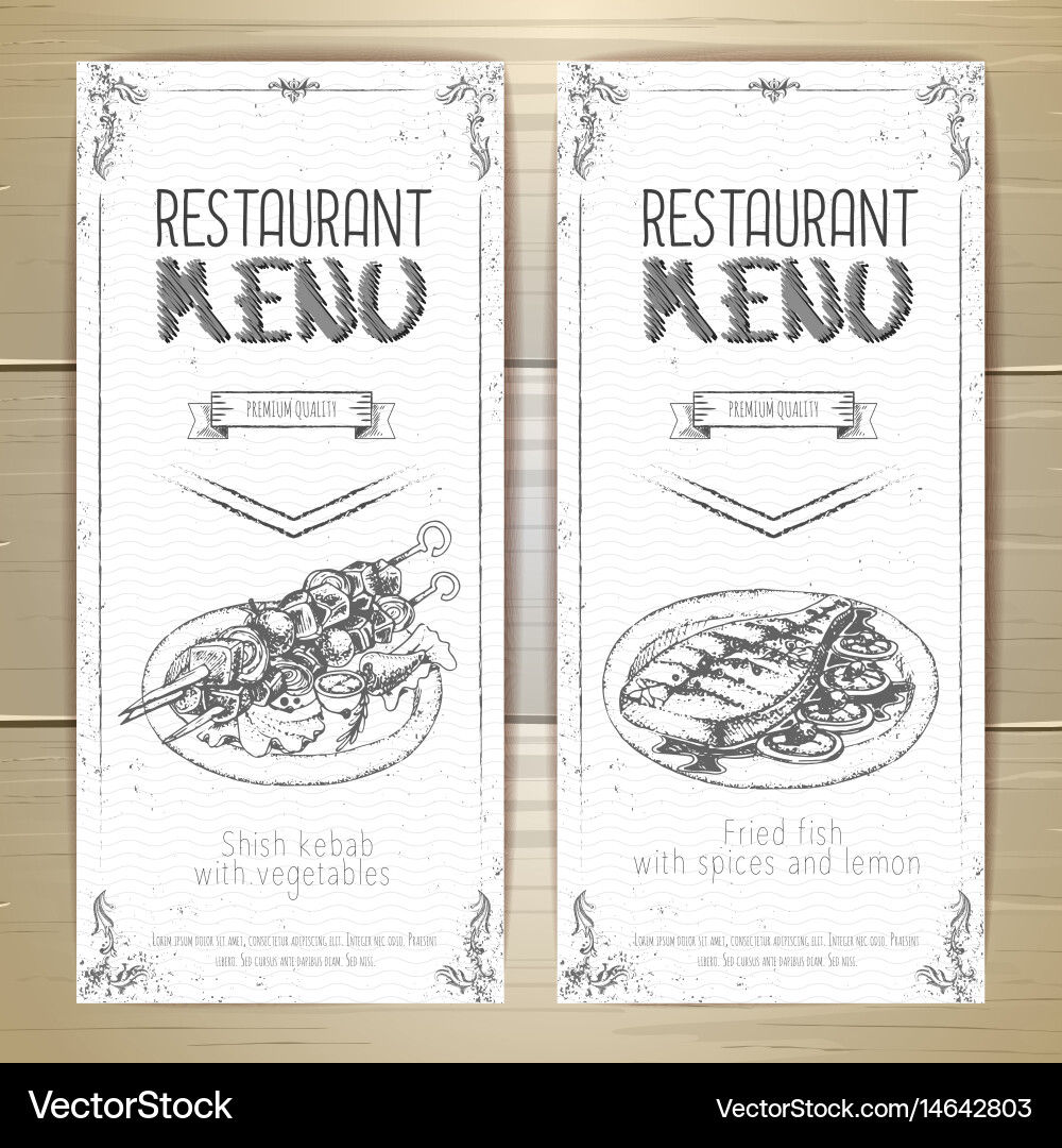 Set of restaurant menu hand drawn banners Vector Image