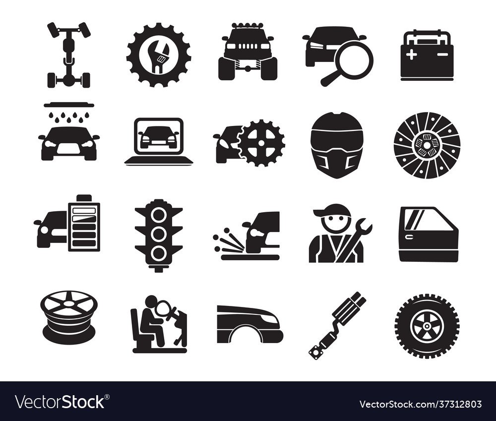 Simple set car transport related icons Royalty Free Vector