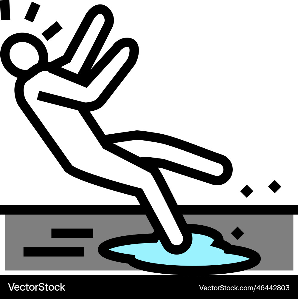 Slipped puddle man accident color icon Royalty Free Vector