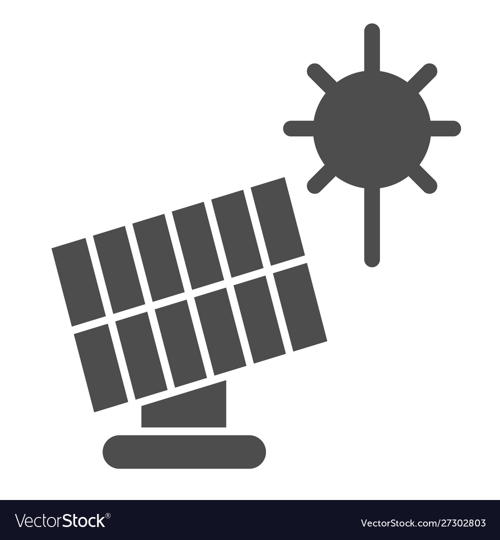 Solar panel solid icon sun energy Royalty Free Vector Image