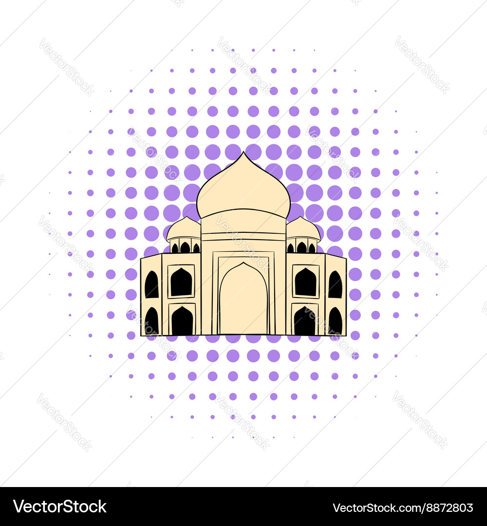 Taj mahal india icon comics style Royalty Free Vector Image