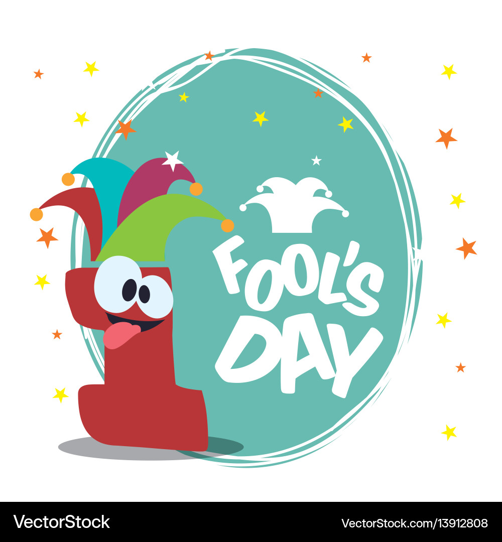 April fools day one number funny Royalty Free Vector Image