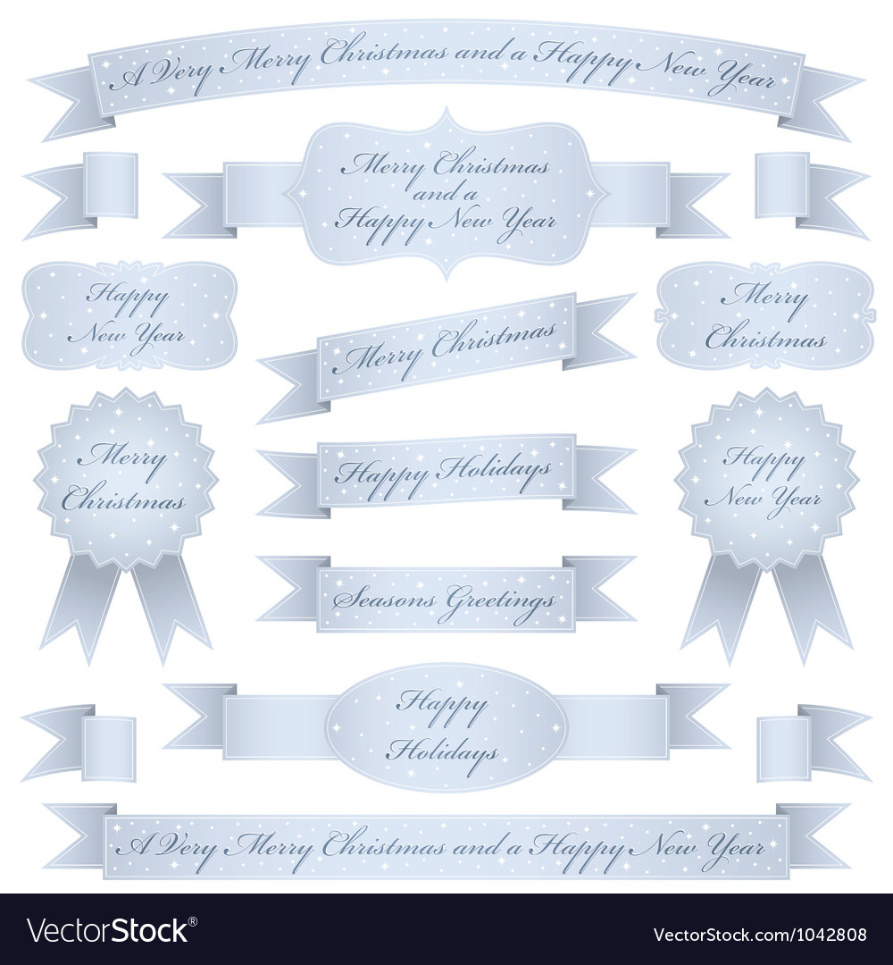 Blue christmas ribbons Royalty Free Vector Image