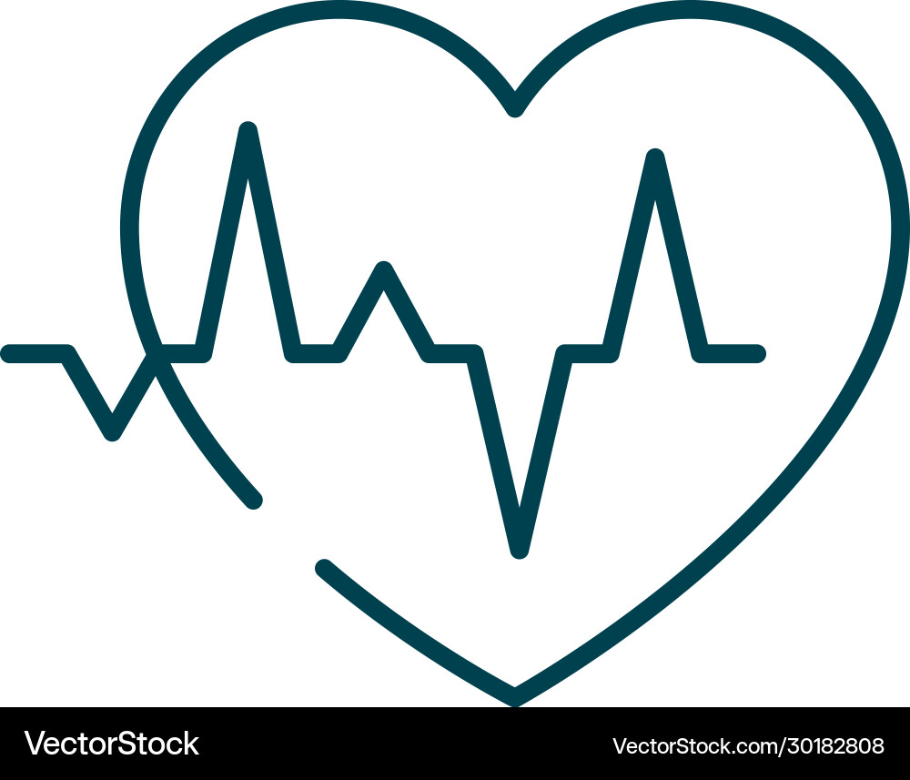 Cardio heart icon line style Royalty Free Vector Image