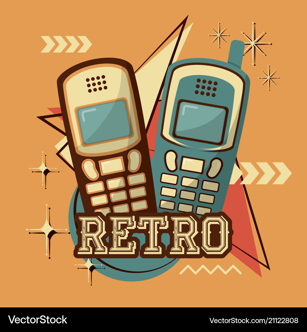 Cellphones technology retro vintage design Vector Image
