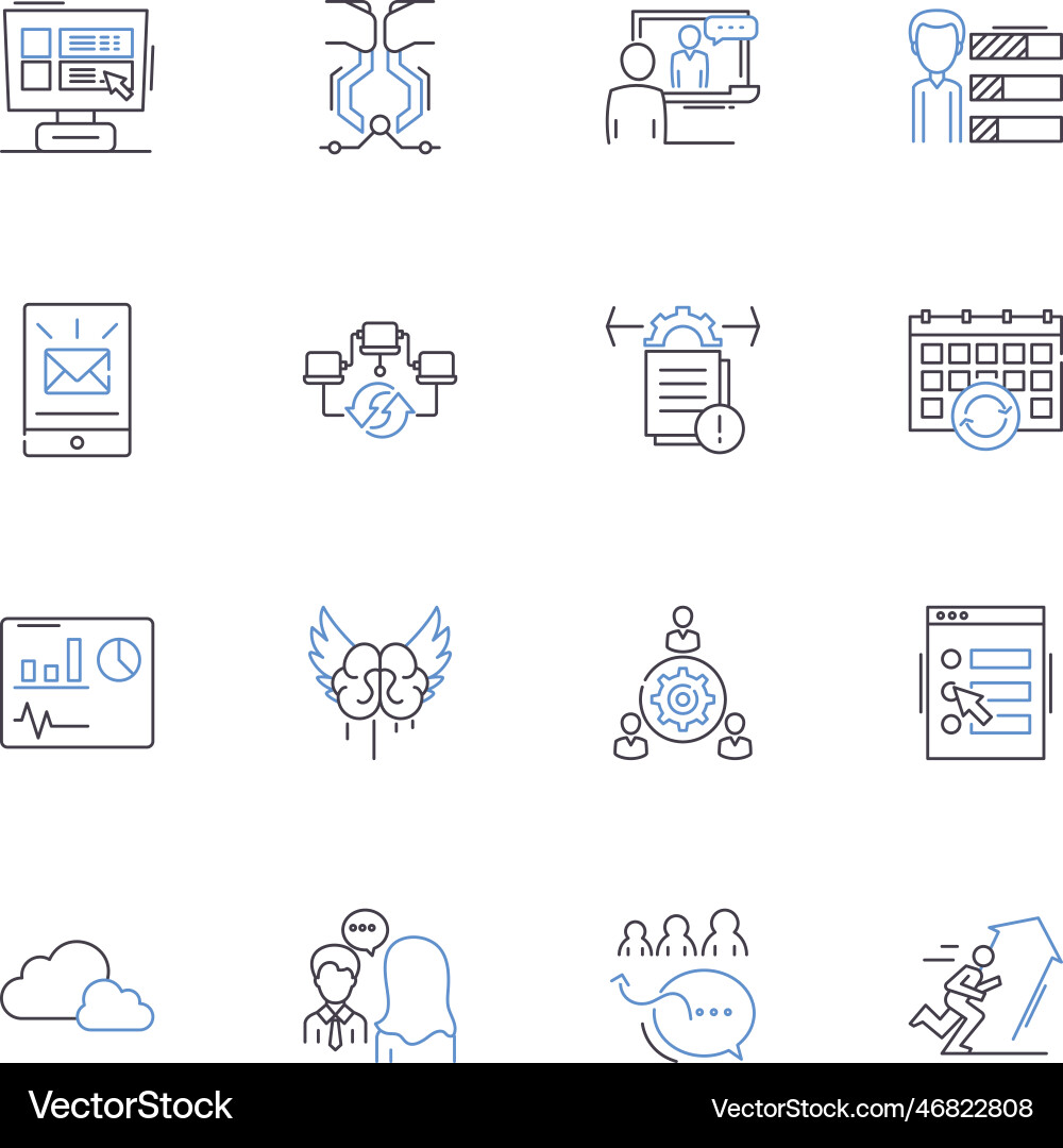 Change management line icons collection Royalty Free Vector