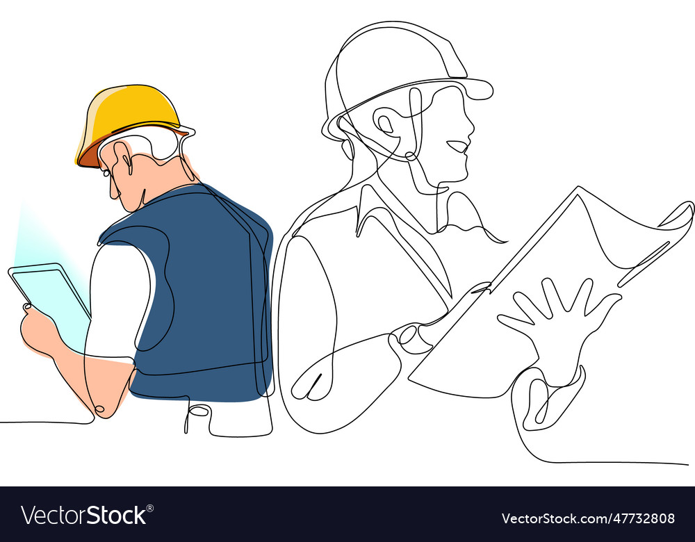 Construction manager and engineer working Vector Image