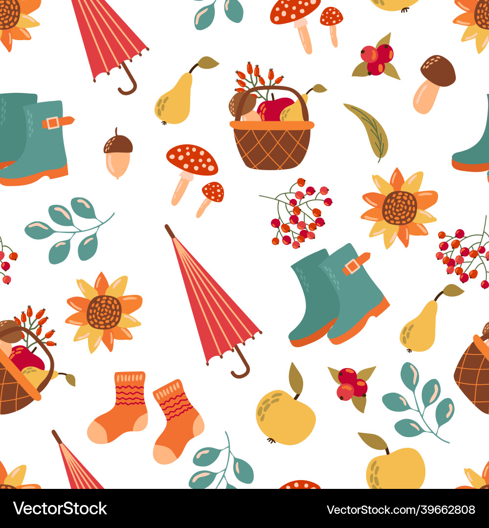 Cute Hand Drawn Seamless Pattern Royalty Free Vector Image