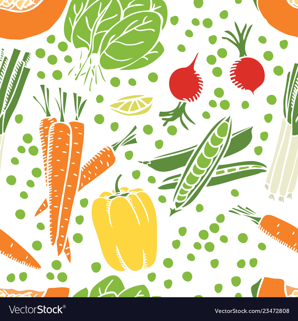 Fresh vegetables seamless pattern Royalty Free Vector Image