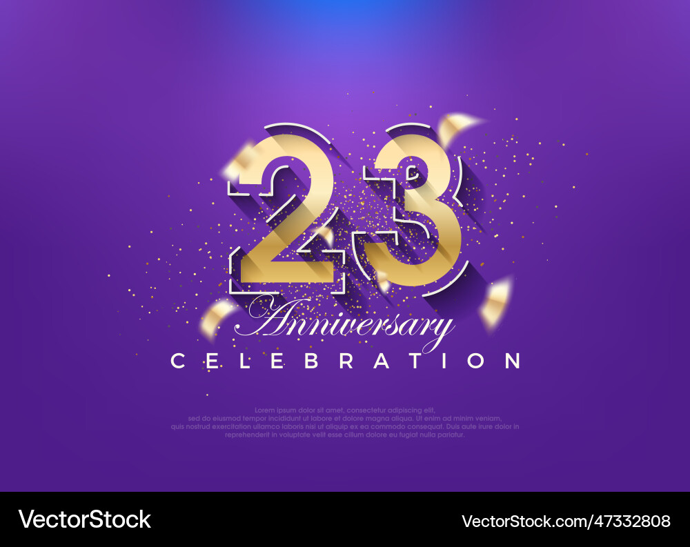 Gold number 23rd anniversary premium design Vector Image