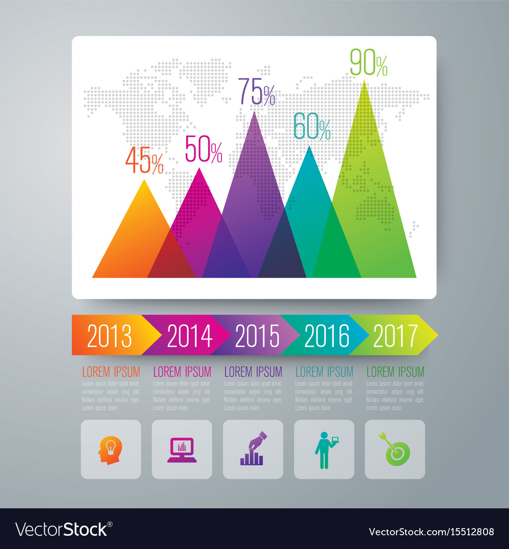 Graph design with 5 options Royalty Free Vector Image