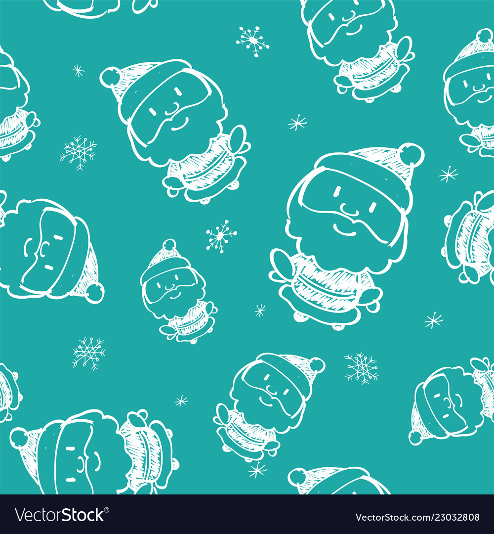 Hand drawn seamless pattern with santa claus Vector Image