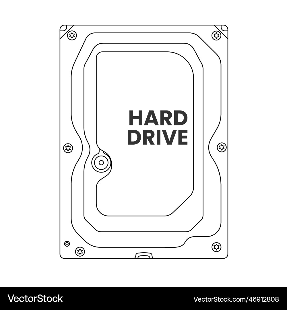 Hard drive outline icon on isolated white Vector Image