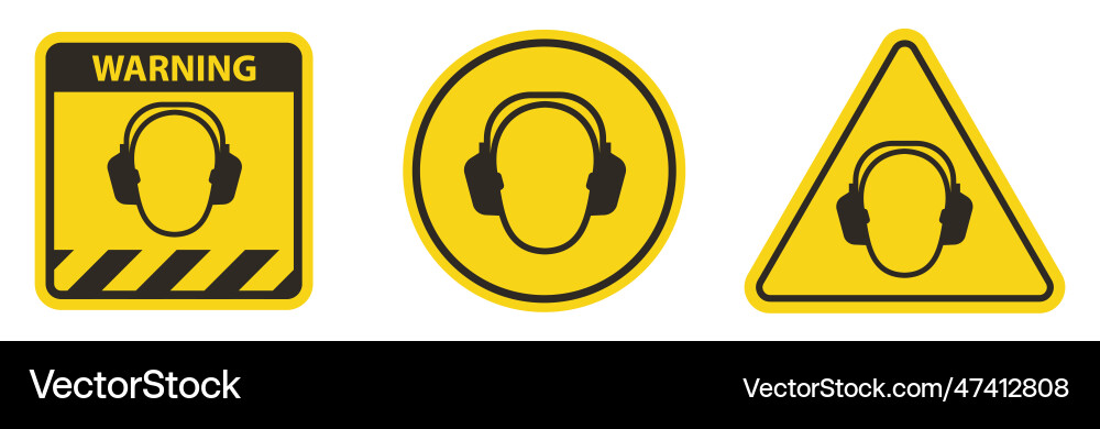 Hearing protection symbol floor sign Royalty Free Vector