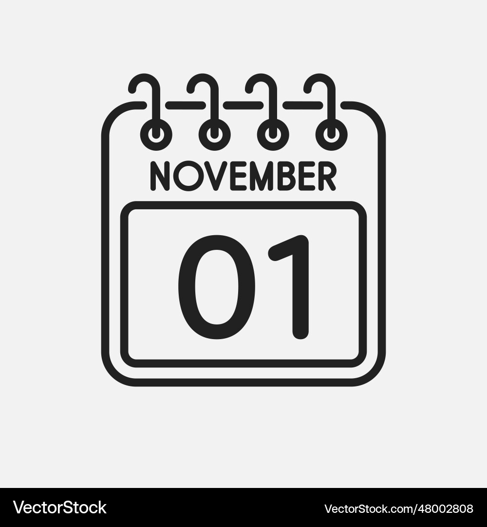 Icon page calendar day - 1 november Royalty Free Vector