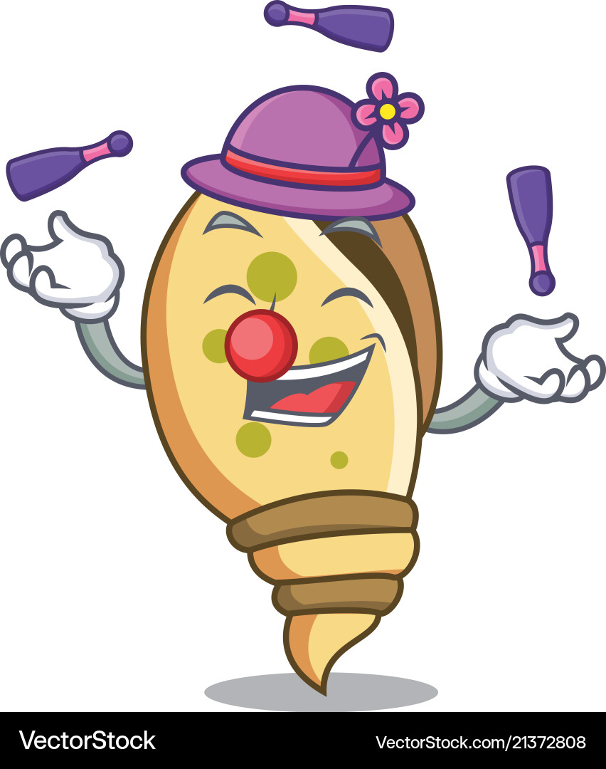 Juggling sea shell mascot cartoon Royalty Free Vector Image