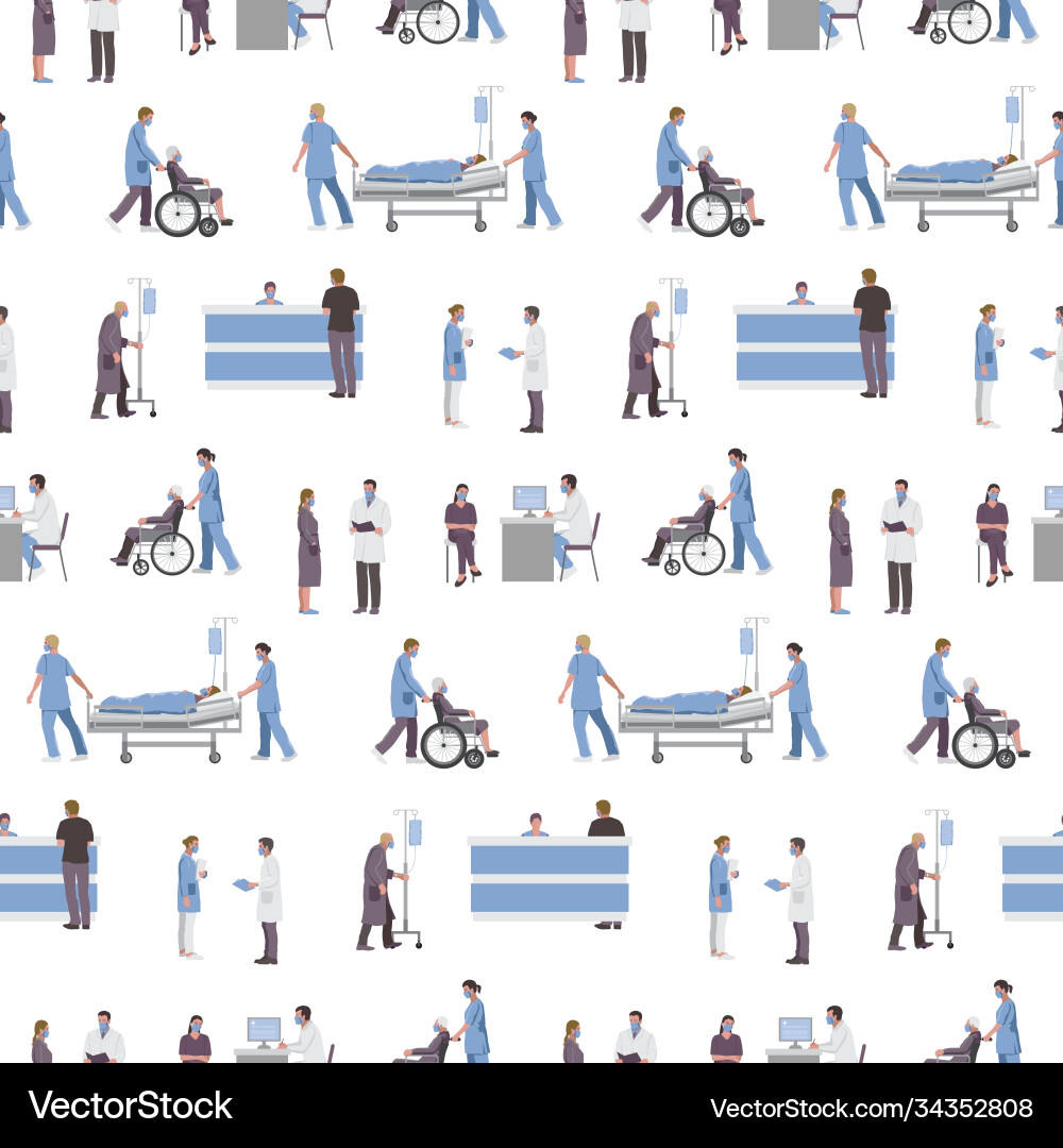 Medical workers doctors and patients with face Vector Image