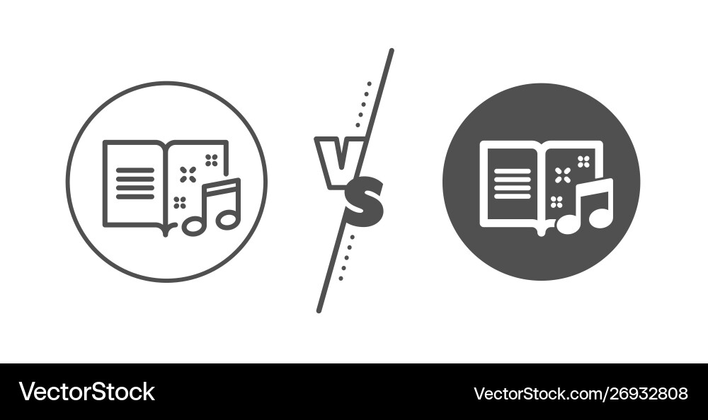 Music book line icon musical note sign Royalty Free Vector