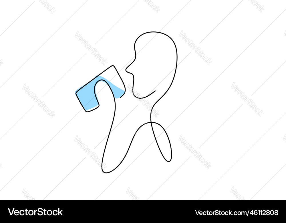 One continuous single line of hand drawn with man Vector Image