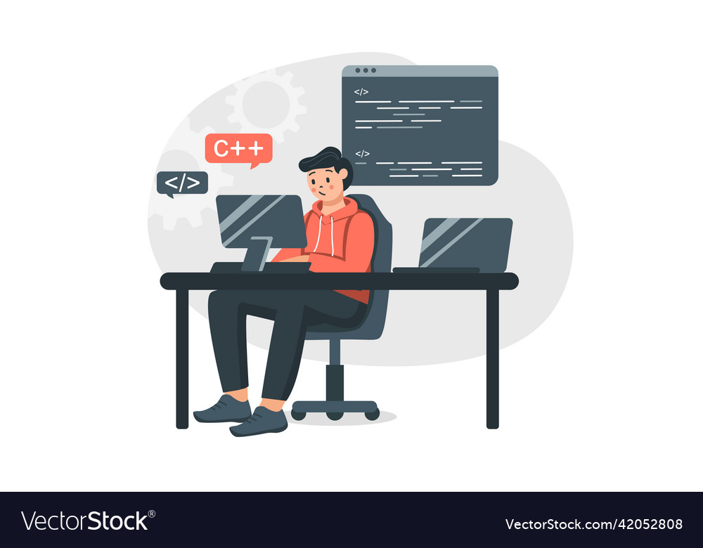 Programmer coding concept in flat design Vector Image