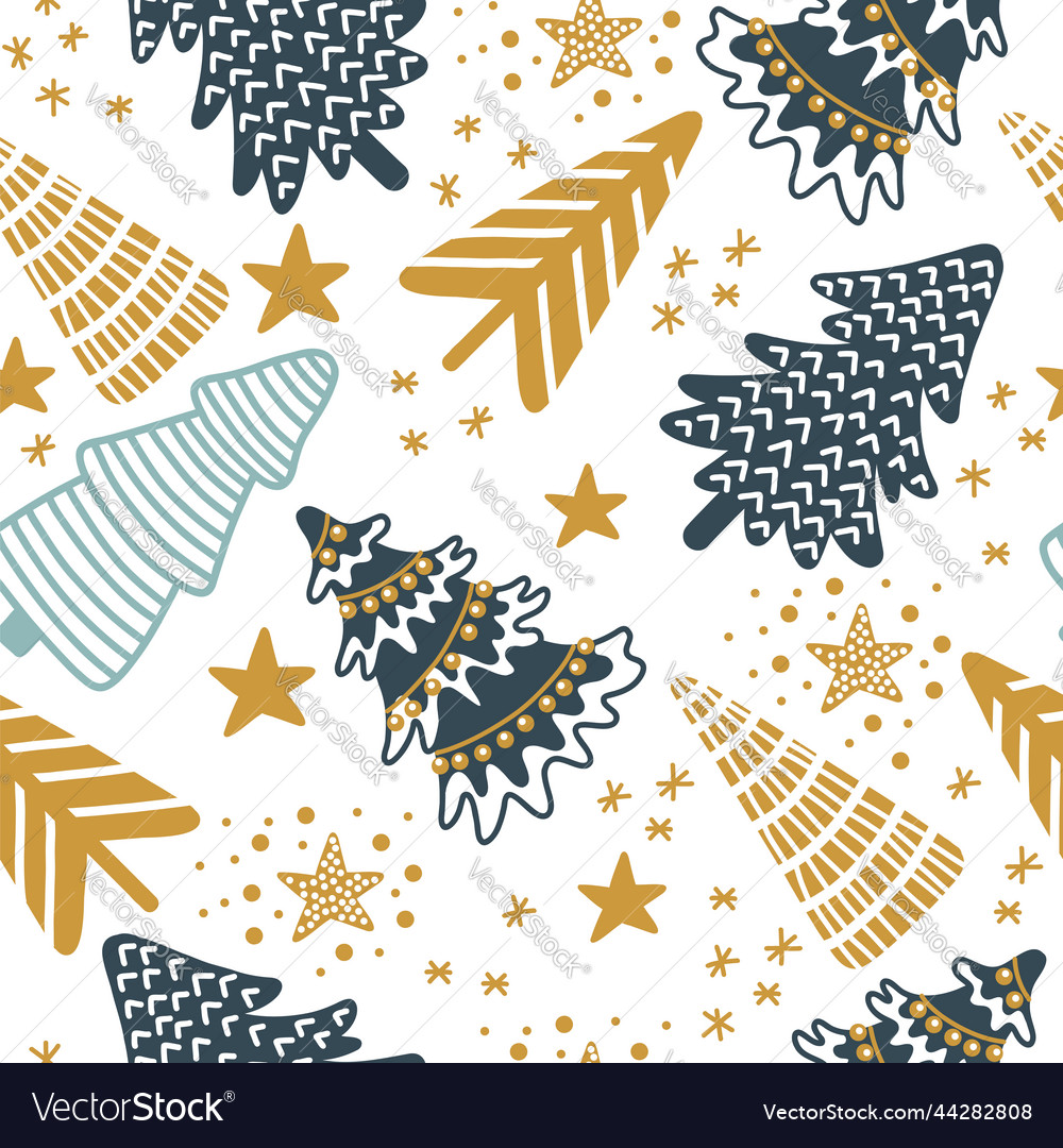 Seamless pattern christmas trees background Vector Image