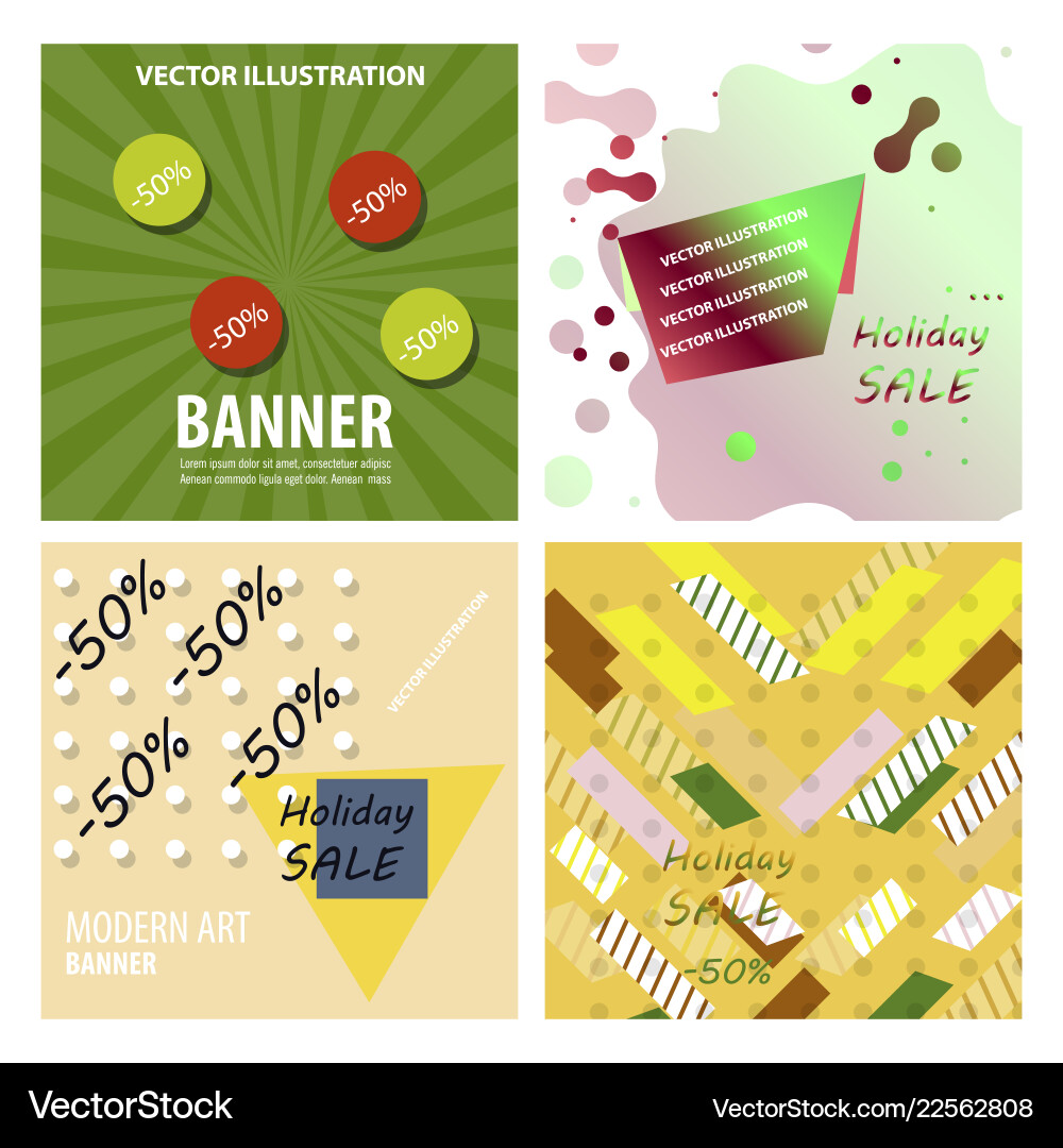 Set of modern art abstract banner square frame Vector Image