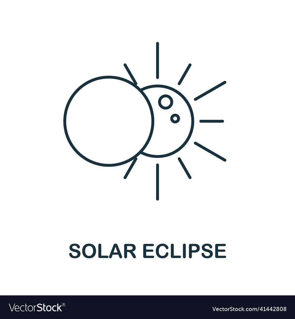Solar eclipse icon line element from space Vector Image