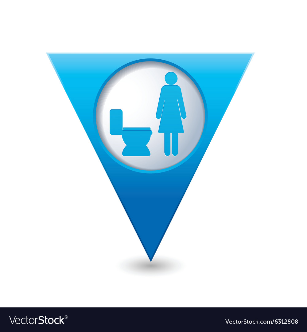 Toilet blue triangular map pointer Royalty Free Vector Image