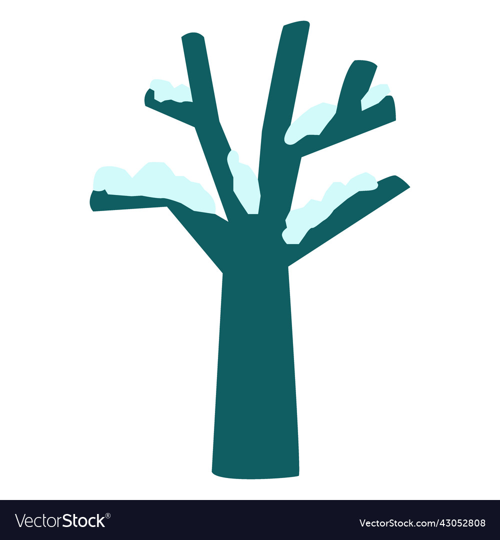 Tree with snow flat Royalty Free Vector Image - VectorStock