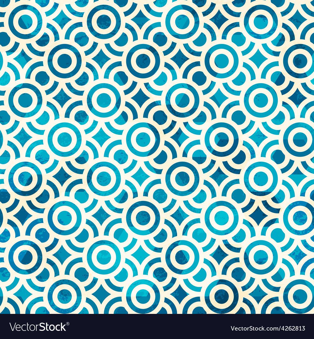 Blue circle seamless pattern with grunge effect Vector Image